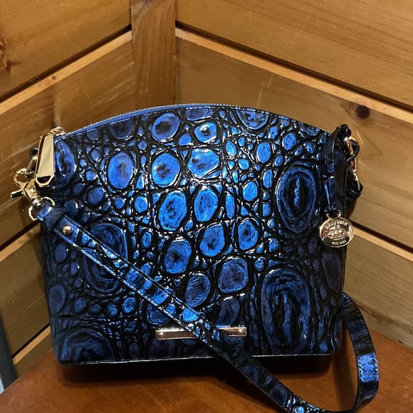 Brahmin | Bags | Brahmin Rare Blue And Black Leather Mini Duxbury Bag ...